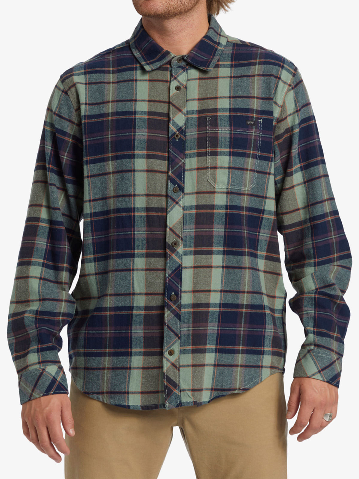 Camisa Franela Manga Larga Hombre Coastline Verde Billabong-Billabong ...